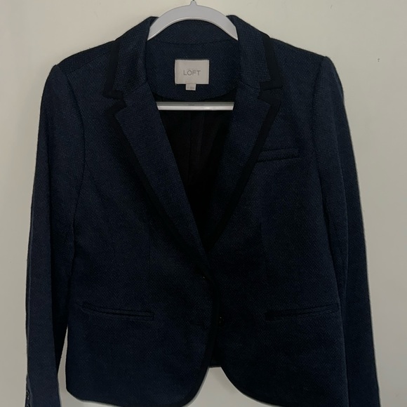 LOFT | Jackets & Coats | Nwot Ann Taylor Loft Blue Herringbone Blazer ...